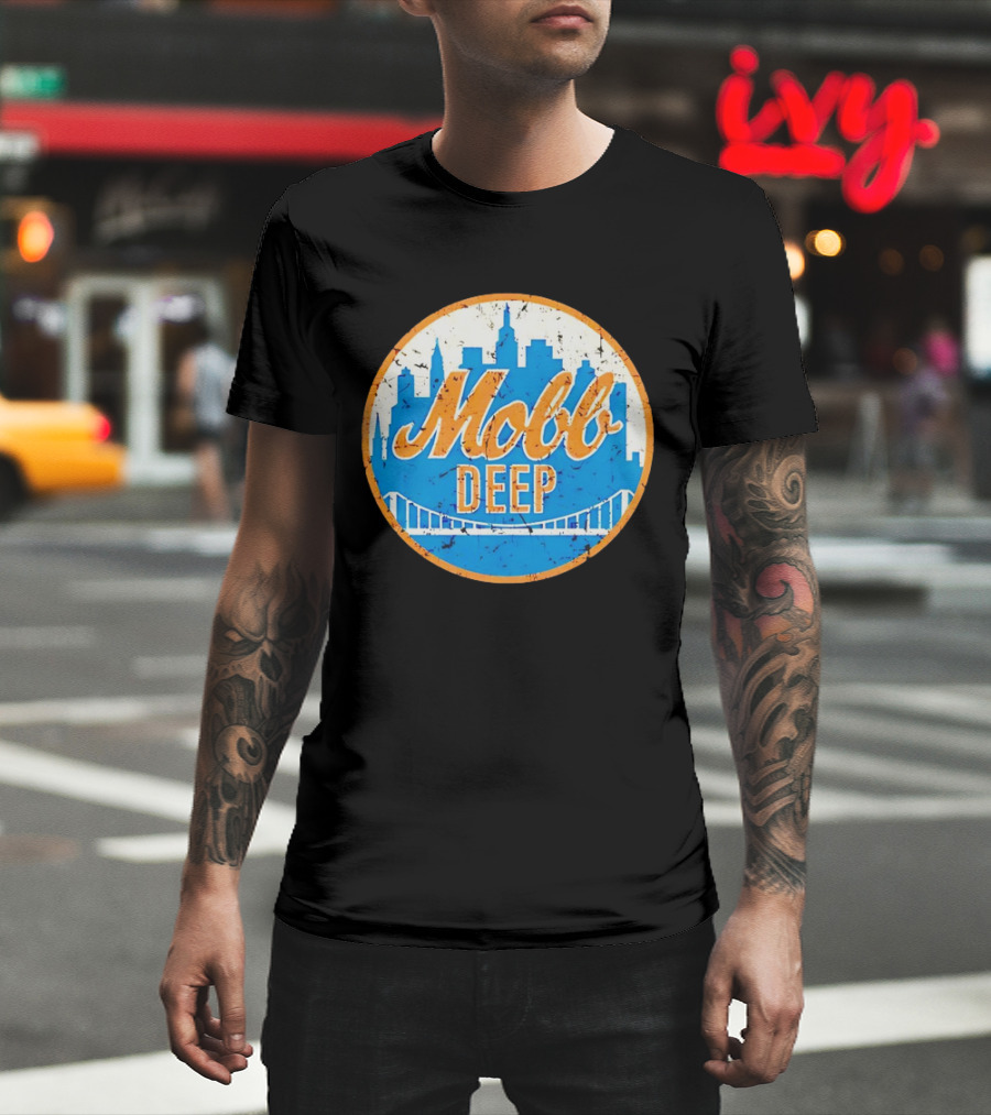 Mobb Deep Queens New York Knicks Vintage Skyline Bridge T-Shirt