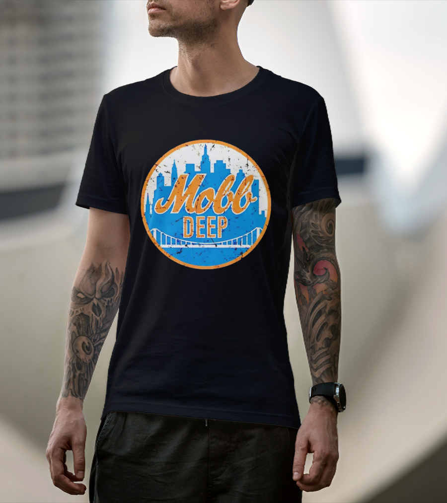 Mobb Deep Queens New York Knicks Vintage Skyline Bridge T-Shirt