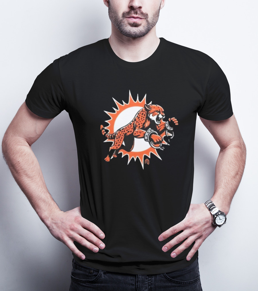 Ty Hill Athlete Cheetah Breaks Free Miami Dolphins Fusion T-Shirt