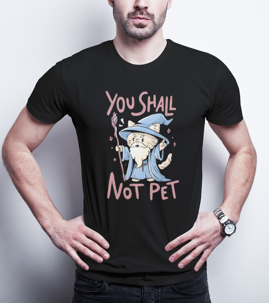 Wizard Cat You Shall Not Pet Gandalf Parody Fantasy Humor T-Shirt