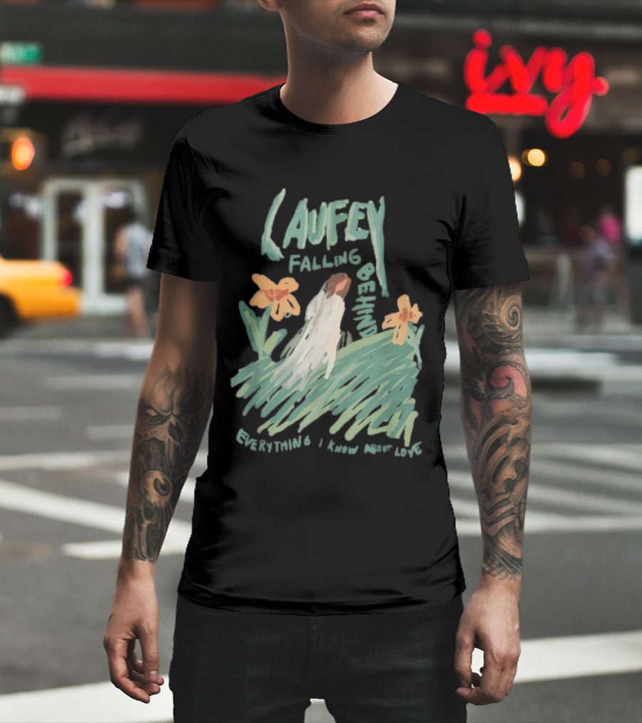 Laufey Falling Behind Everything I Know About Love With Daisies And Figure In Field T-Shirt