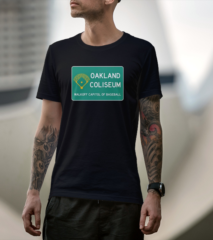 Oakland Coliseum Walkoff Capitol Of Baseball Iconic Sign T-Shirt