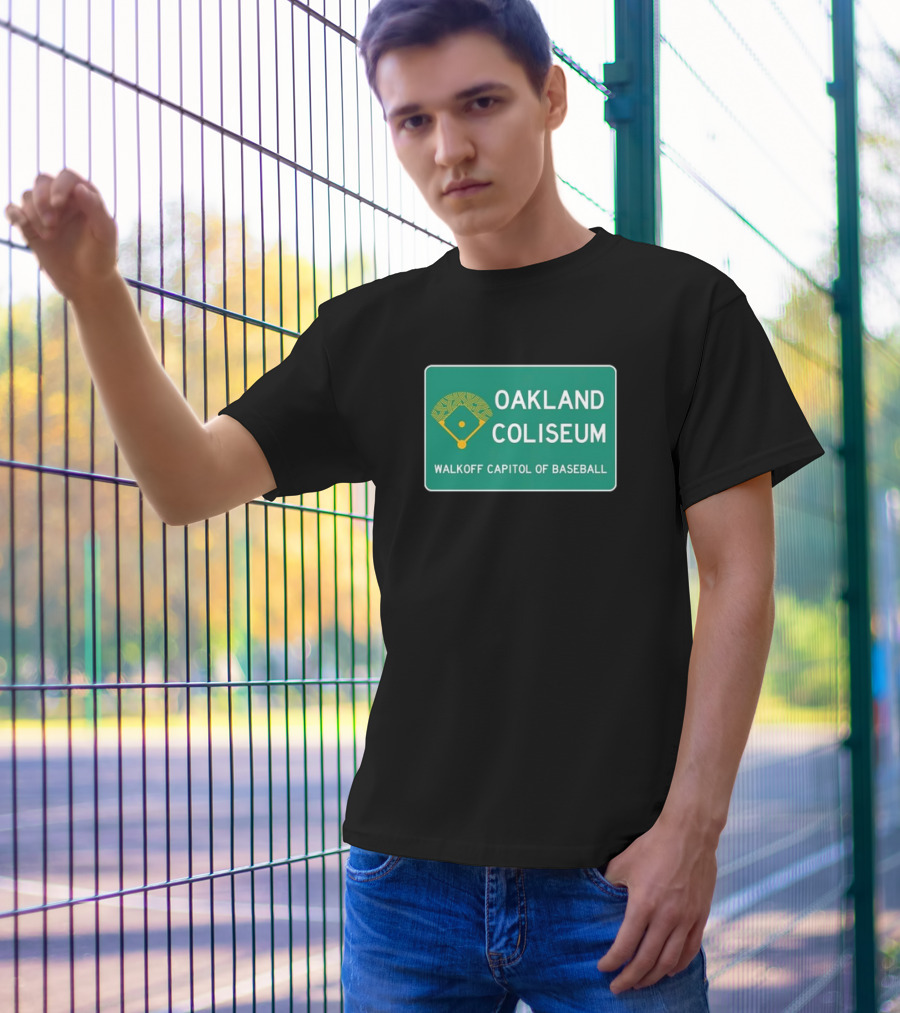 Oakland Coliseum Walkoff Capitol Of Baseball Iconic Sign T-Shirt