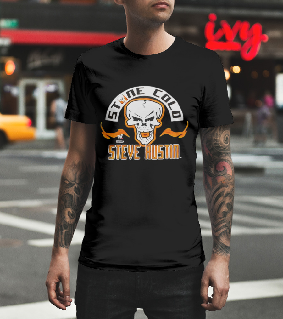 Stone Cold Steve Austin WWE Skull Flame Vintage T-Shirt