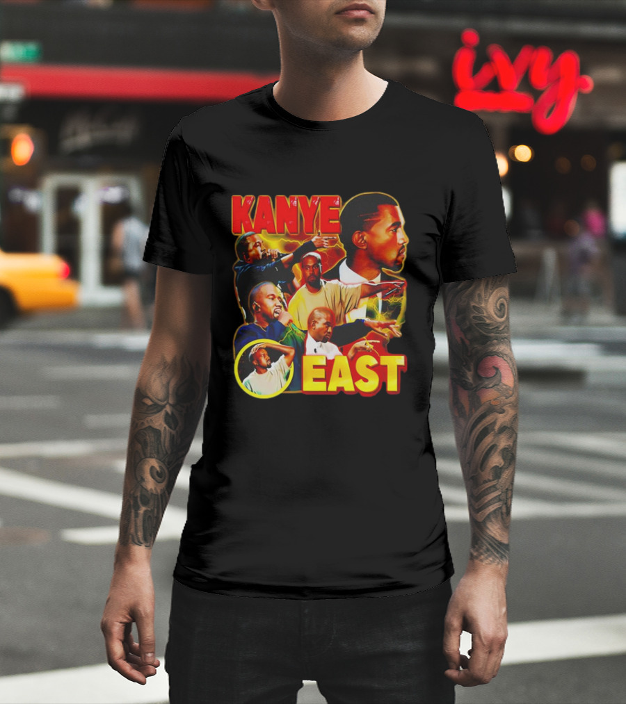 Kanye West Kanye East Rapper Star Retro Multicolor Faces T-Shirt