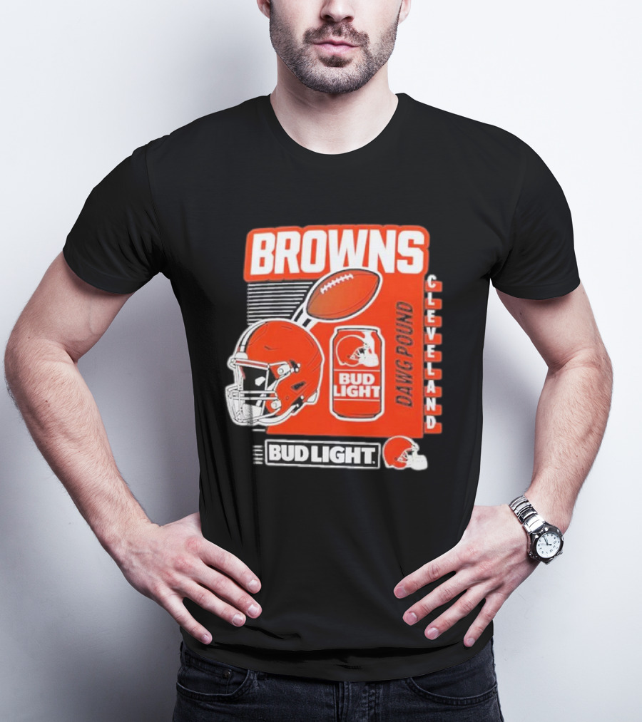 Browns Cleveland Bud Light Dawg Pound Football Helmet T-Shirt
