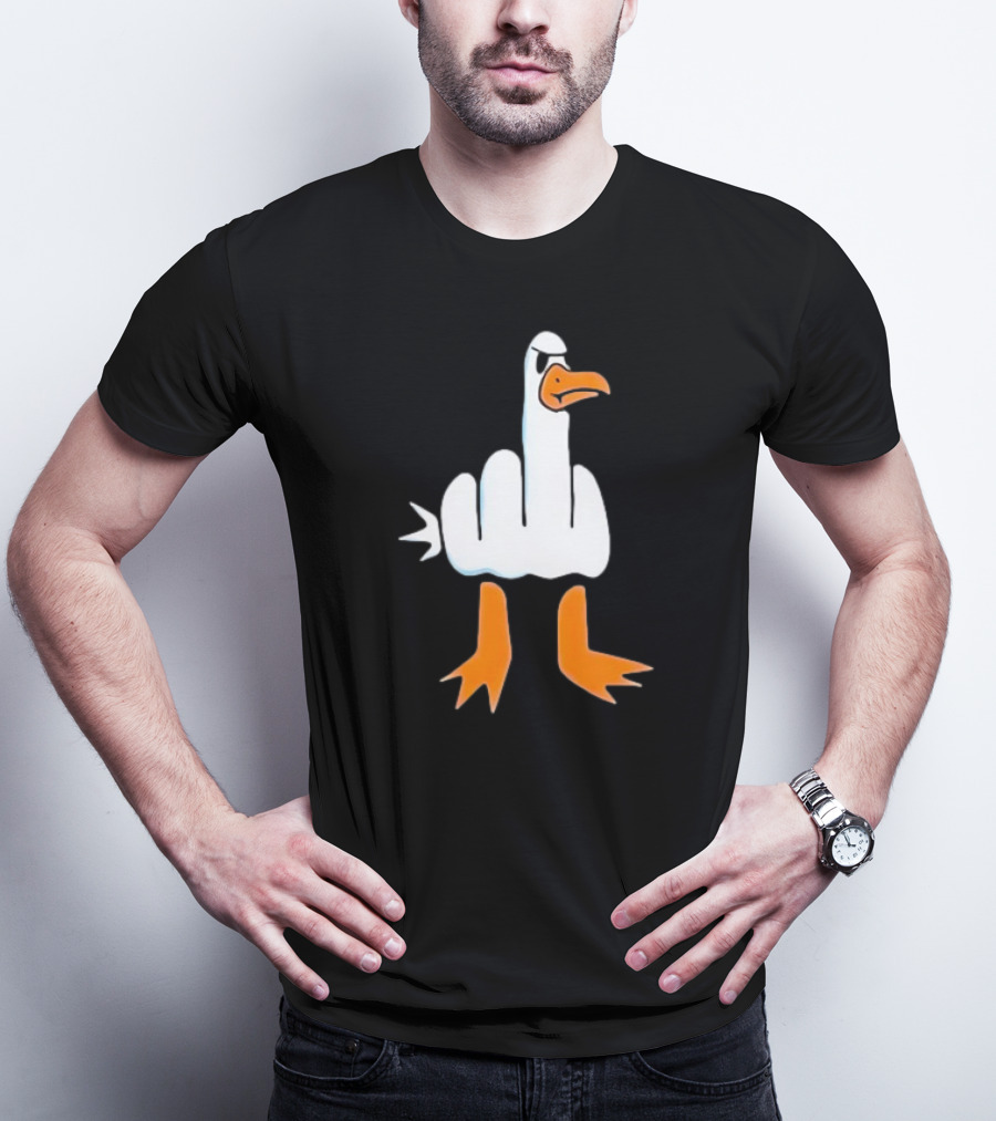 Duck Flipping The Bird Middle Finger Gesture T-Shirt