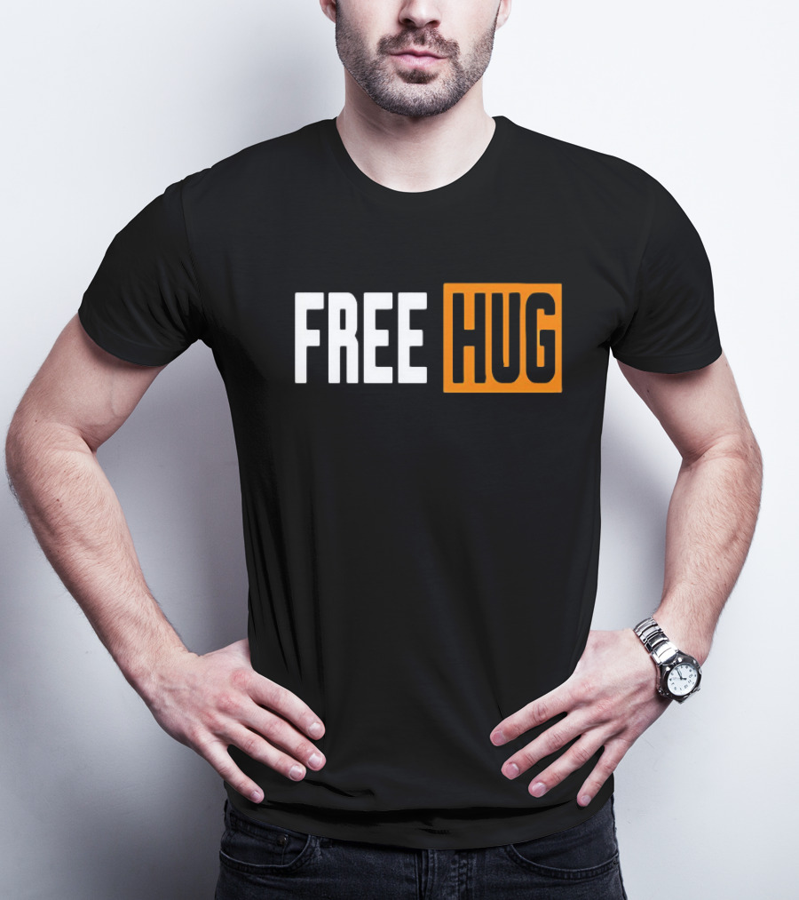 FREE HUG Logo Text With Orange Background Block T-Shirt