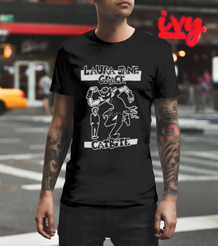 Laura Jane Grace Catbite Cartoon Cat With Suit And Tie Character T-Shirt