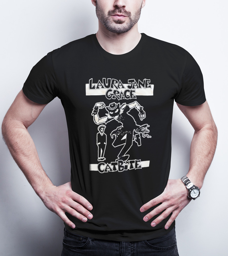Laura Jane Grace Catbite Cartoon Cat With Suit And Tie Character T-Shirt