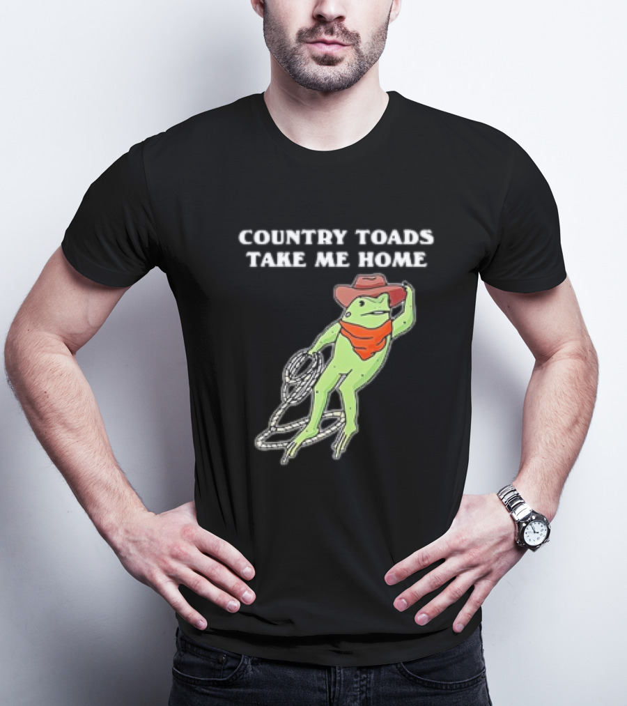 Country Toads Take Me Home Cowboy Frog Funny Western T-Shirt
