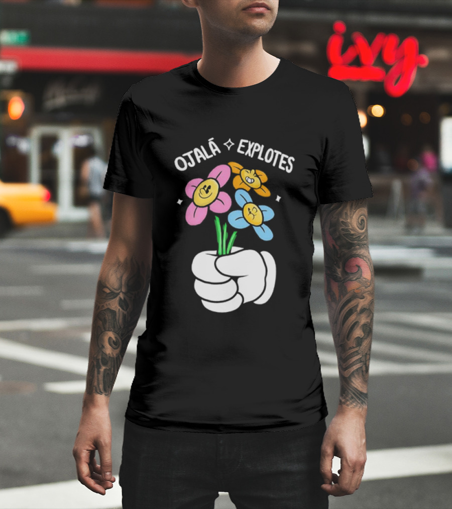 El Mariana Ojalá Explotes Happy Face Flowers T-Shirt
