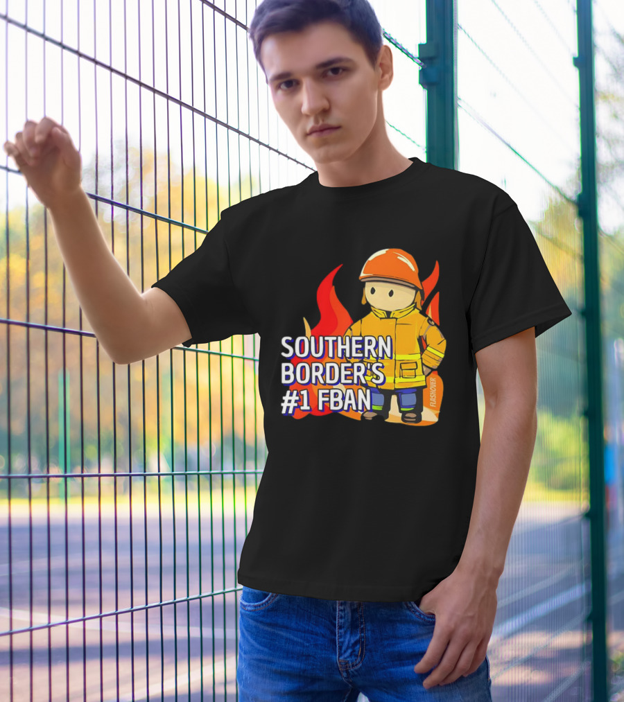 Southern Border's #1 FBAN Firefighter Cartoon Flames T-Shirt