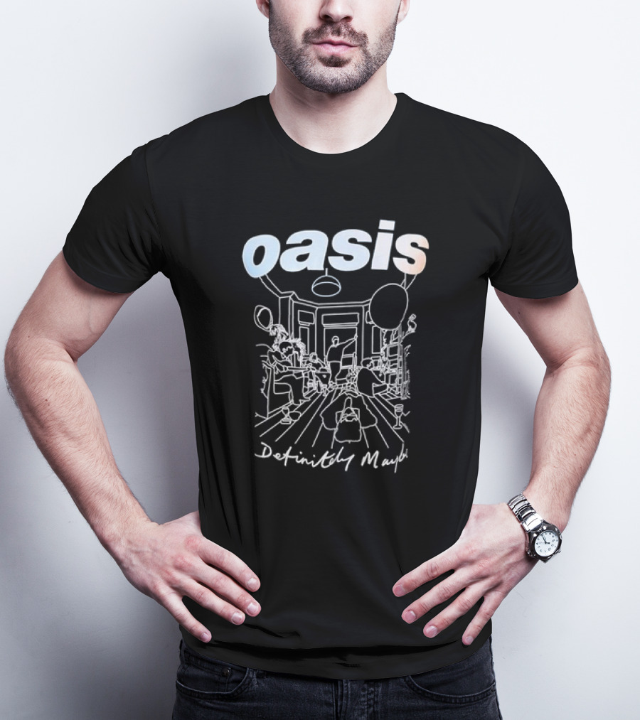 Oasis Definitely Maybe Line Drawing 90s Britpop Album T-Shirt