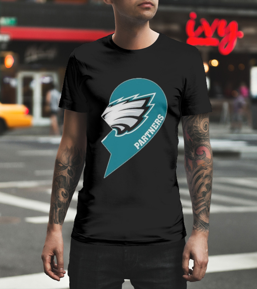 Philadelphia Eagles Partners Logo Half Heart T-Shirt