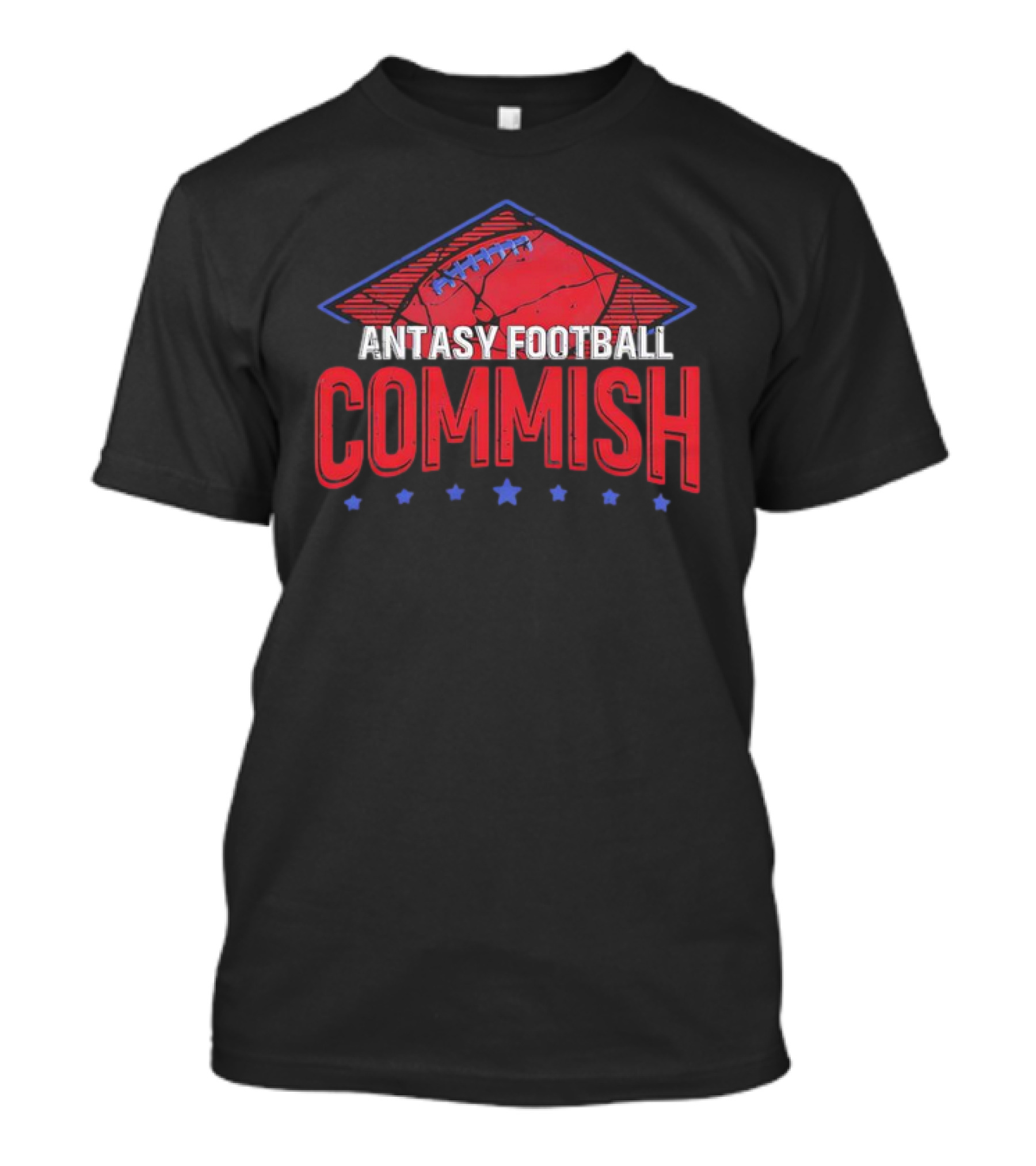 Fantasy Football Commish Vintage Distressed Football Stars T-Shirt