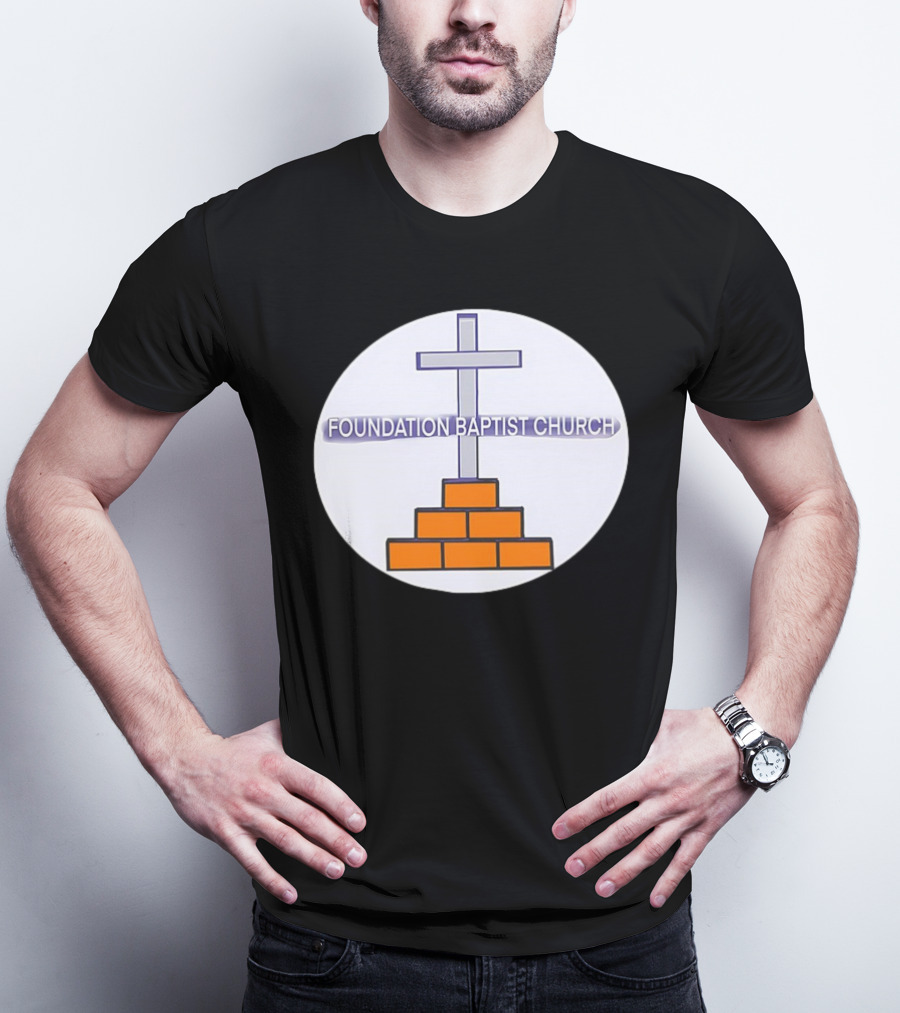 Foundation Baptist Church Cross And Brick Emblem T-Shirt