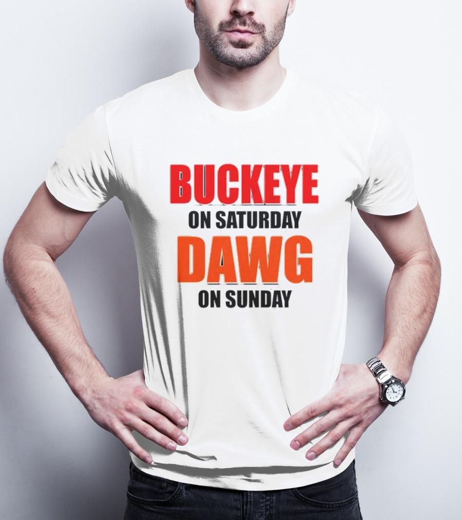Buckeye On Saturday Dawg On Sunday Cleveland Ohio State Football Tailgate T-Shirt