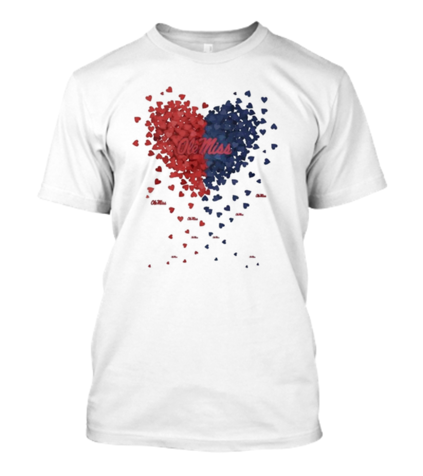 Ole Miss Heart Design With Red And Blue Hearts T-Shirt