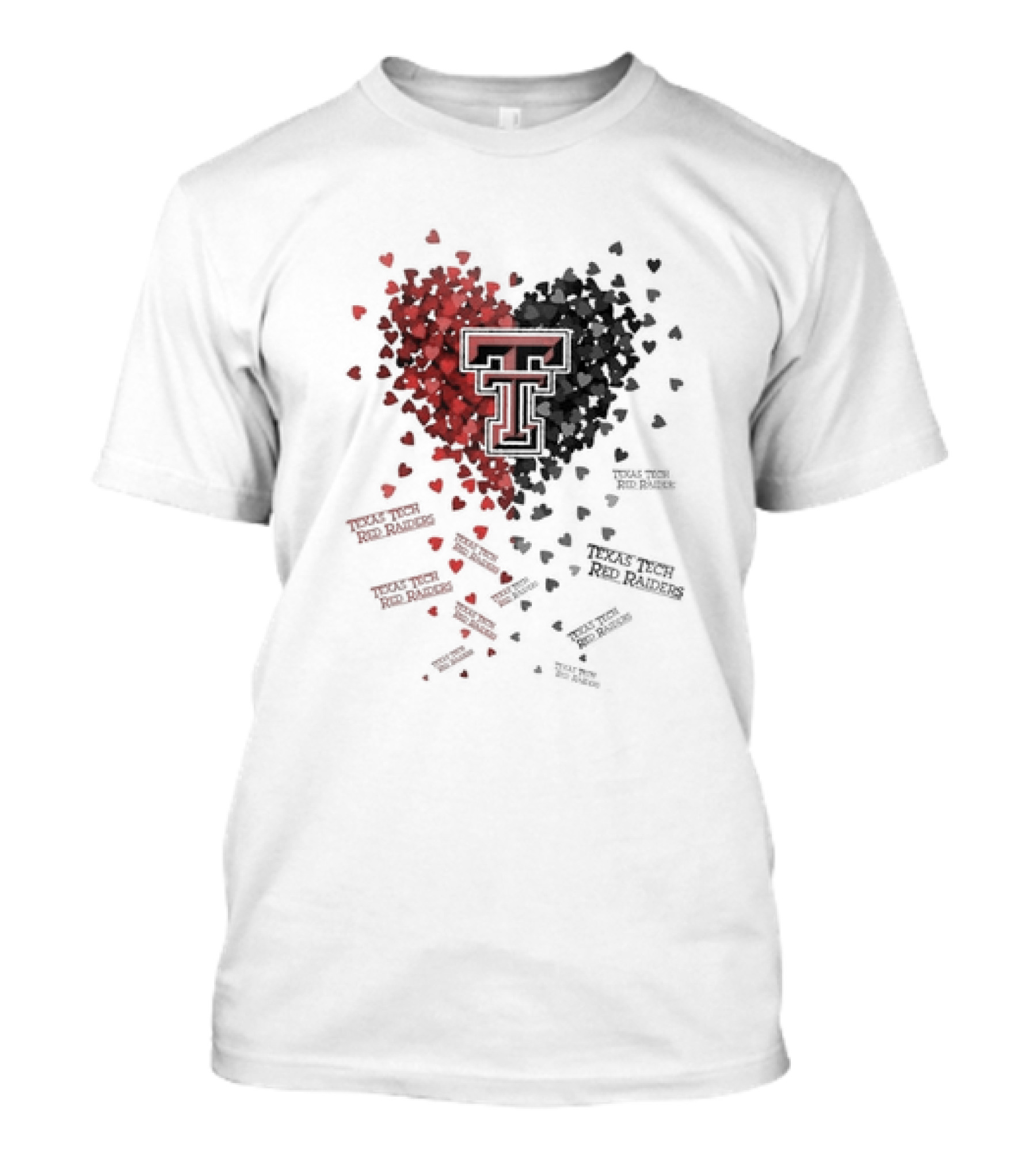 Heart Of Texas Tech Red Raiders With Iconic Double T Logo And Hearts T-Shirt