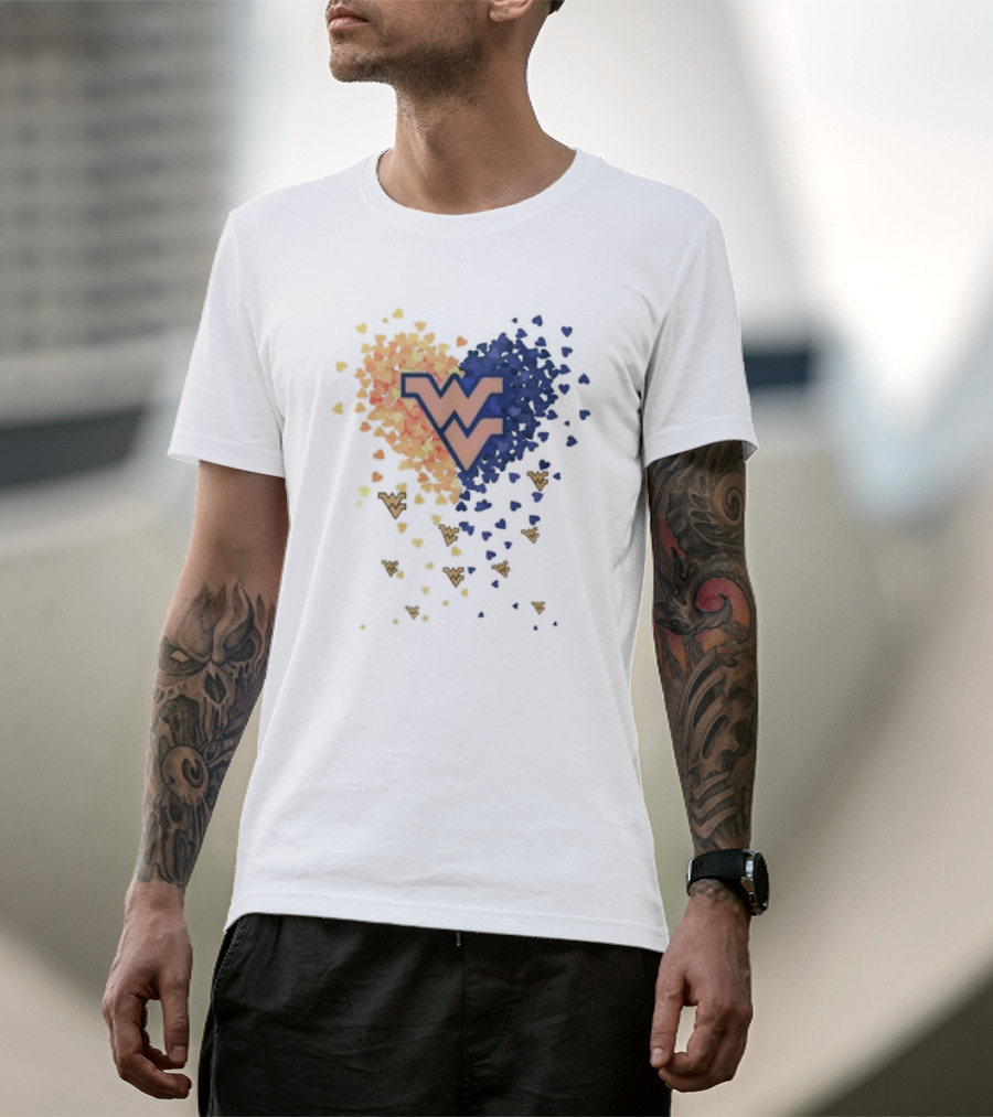 Heart Full Of West Virginia Mountaineers WV Logo And Colorful Hearts T-Shirt