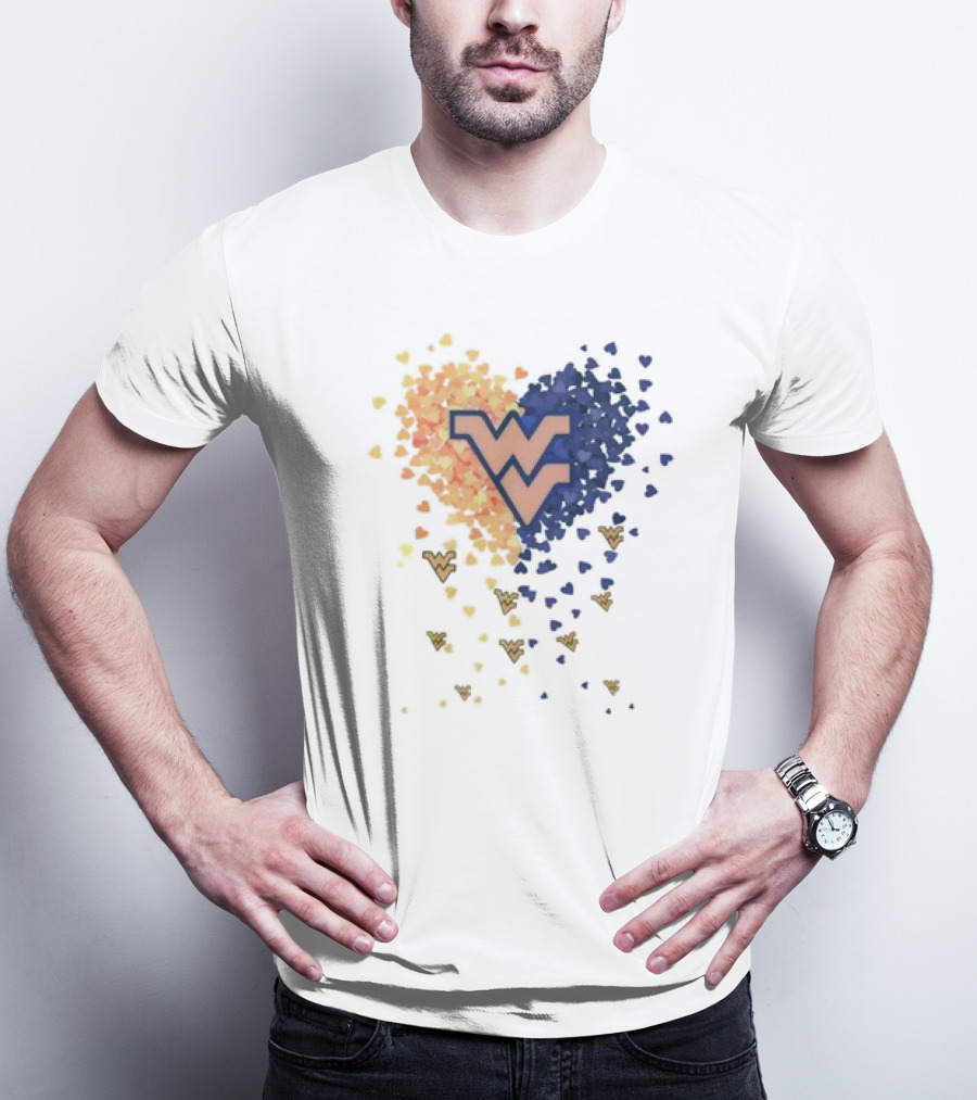 Heart Full Of West Virginia Mountaineers WV Logo And Colorful Hearts T-Shirt