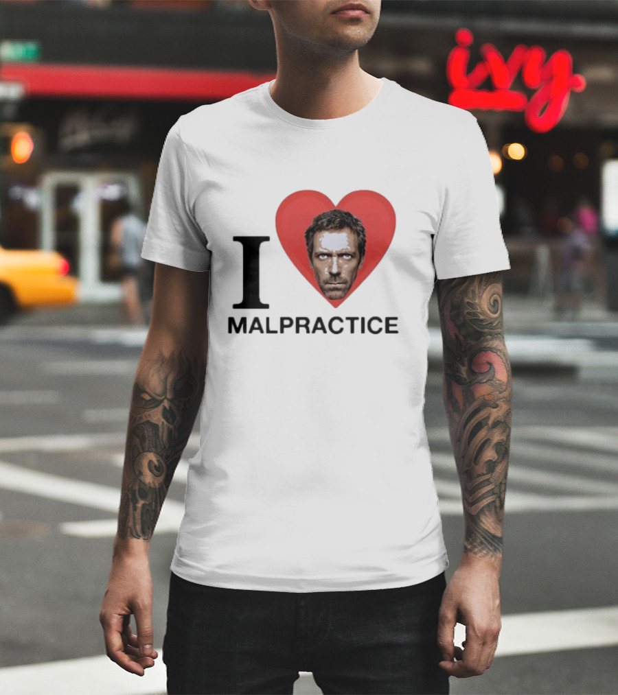 I Love Malpractice House MD Face In Heart T-Shirt