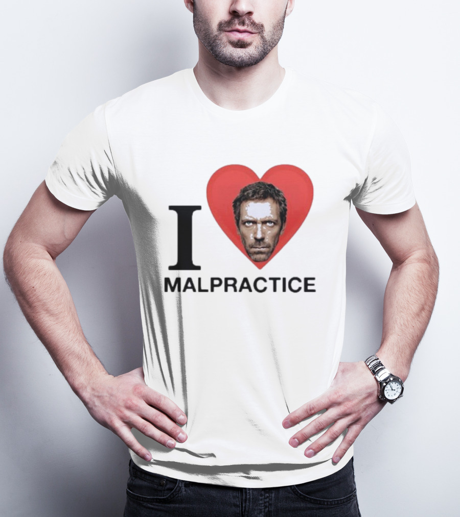 I Love Malpractice House MD Face In Heart T-Shirt