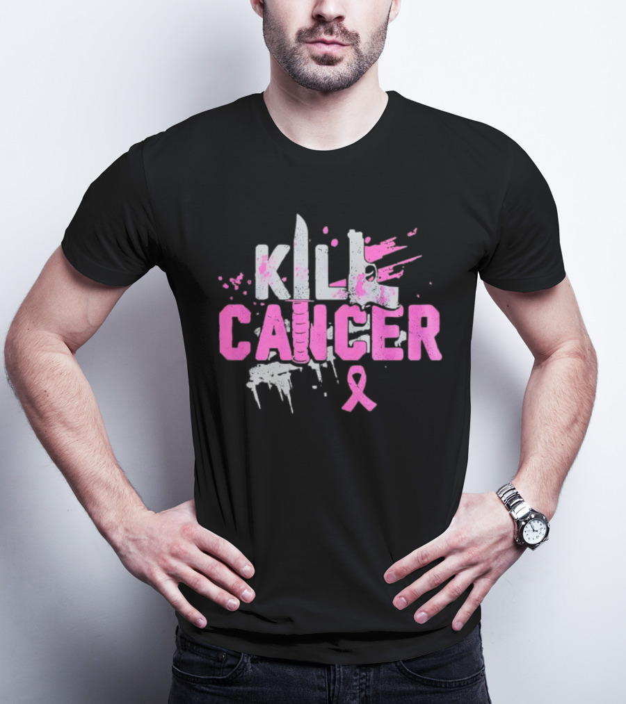 Kill Cancer Pink Ribbon Knife T-Shirt