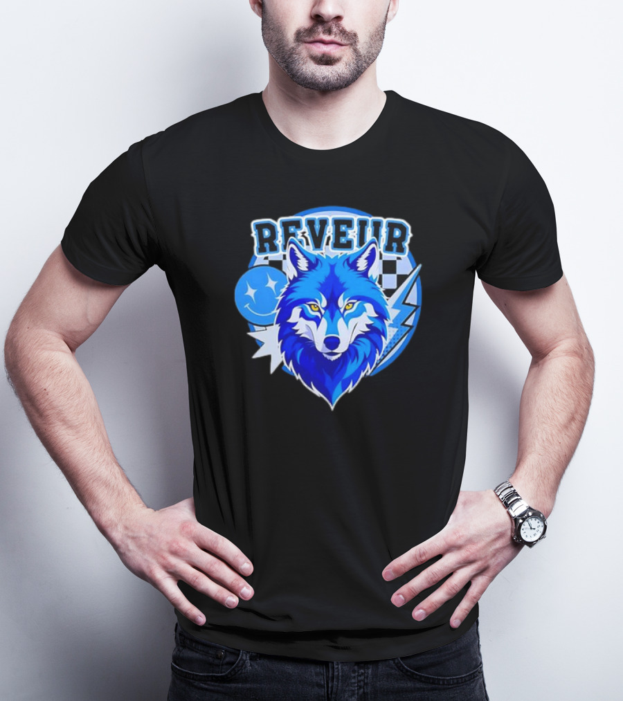Reveur Blue Wolf Checkered Dreamers Emblem T-Shirt