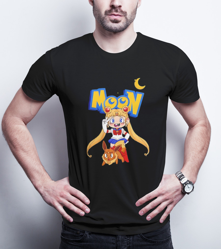 Sailor Moon Pokemon Mashup With Cartoon Sailormon And Eevee Moon T-Shirt
