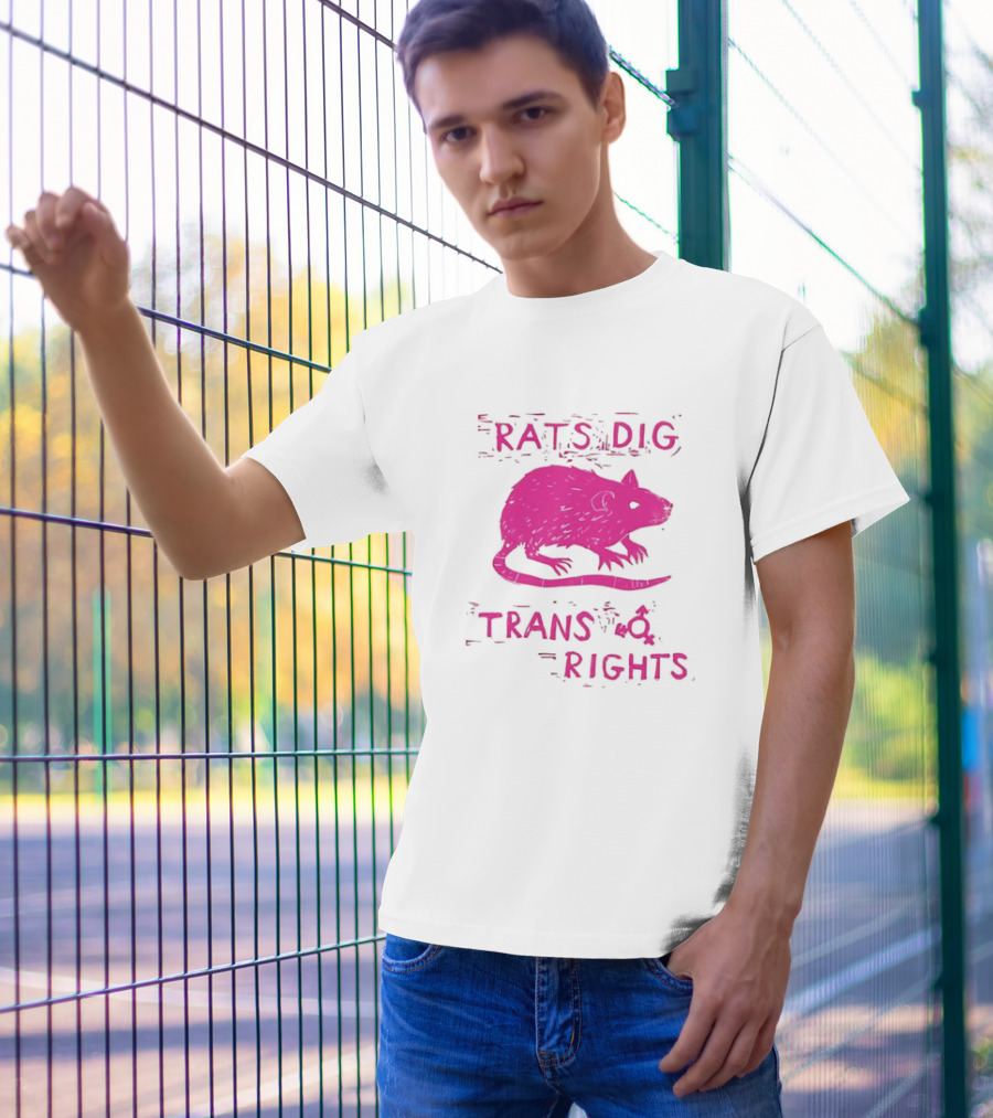 Rats Dig Trans Rights Retro Pink Rat T-Shirt