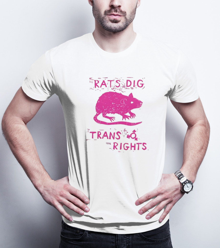 Rats Dig Trans Rights Retro Pink Rat T-Shirt