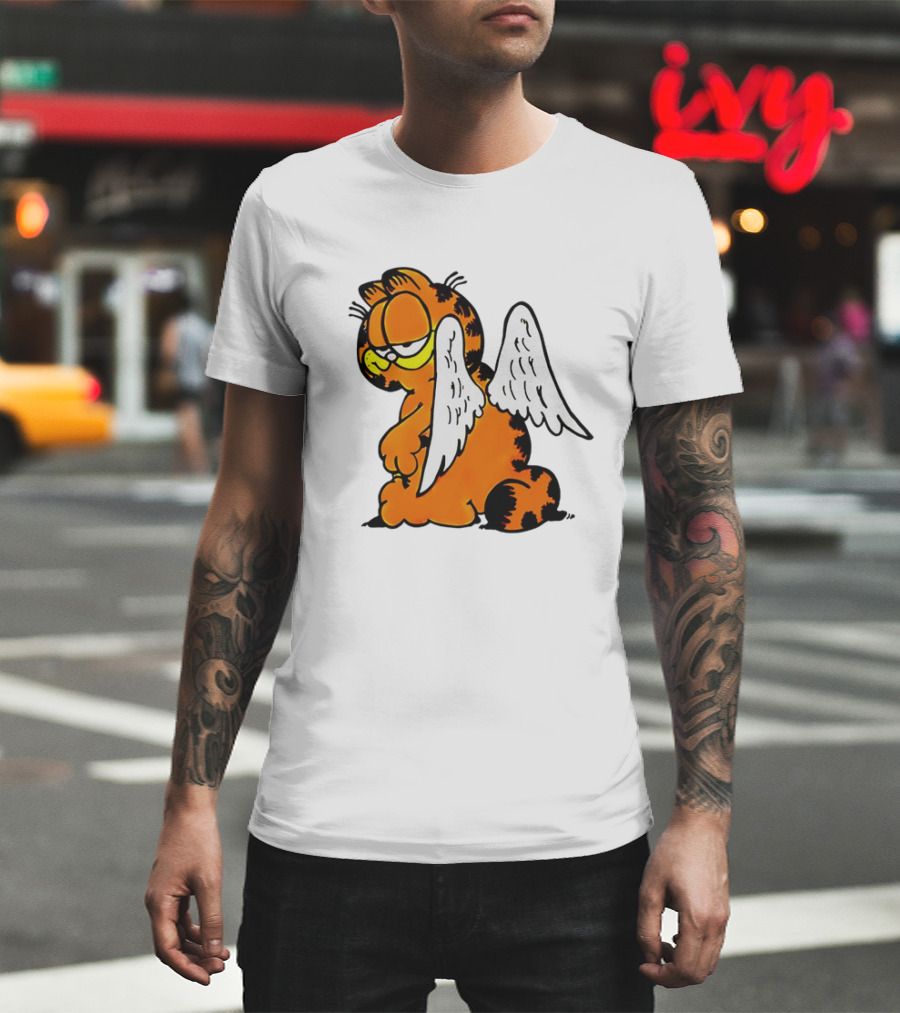 Angel Garfield Funny Vintage Comic Character With Wings T-Shirt
