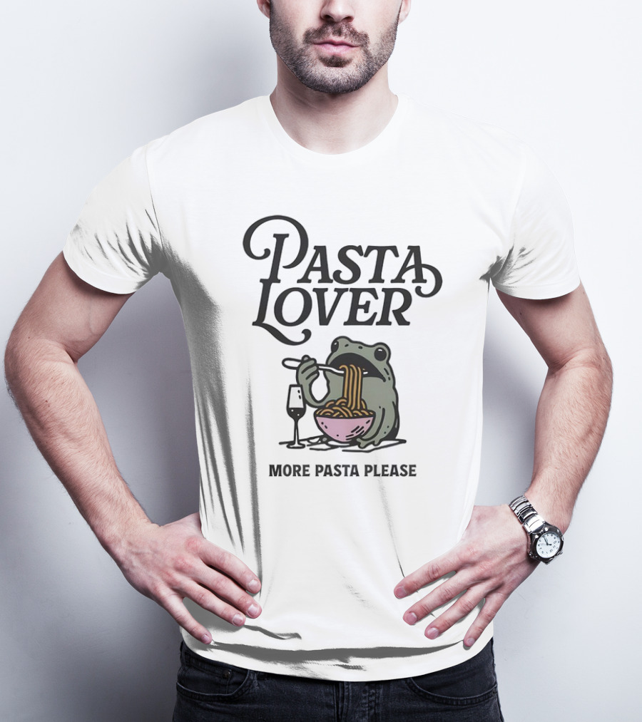 Pasta Lover Frog Enjoying More Pasta Please T-Shirt