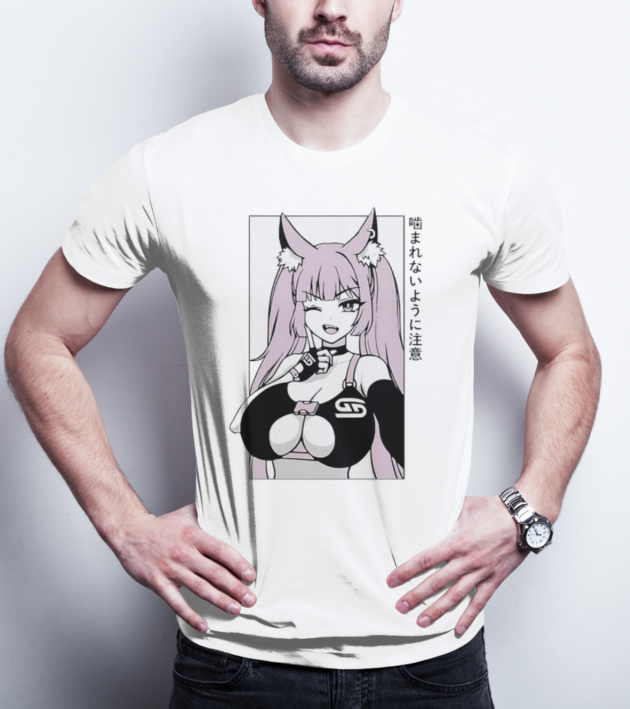 Waifu Frisky Kitty Beware Of Bites T-Shirt
