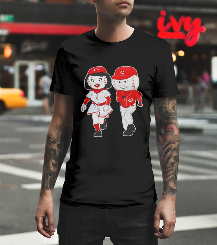 Cincinnati Reds Rosie Red And Mr. Red Mascots T-Shirt