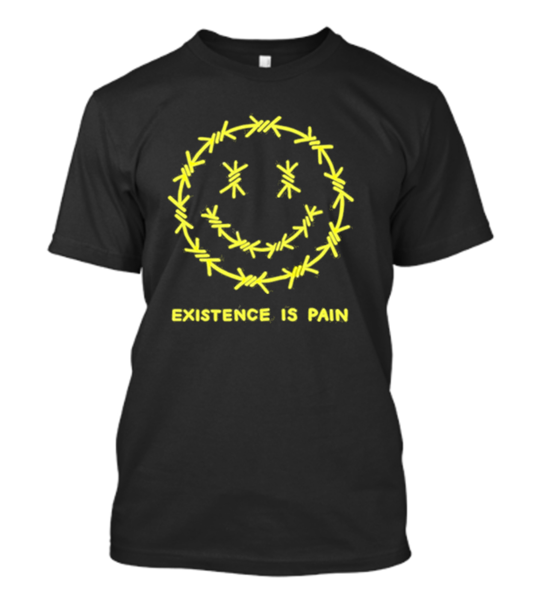 Existence Is Pain Barbed Wire Smile Icon T-Shirt