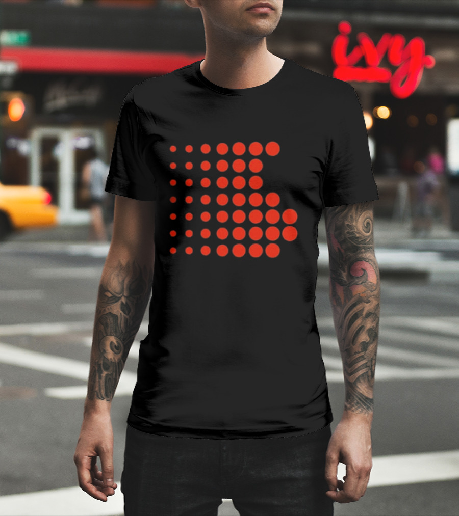 Os-0001 Tetris-Inspired Red Dot Matrix T-Shirt