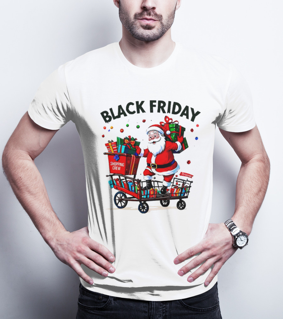 Black Friday Santa Claus Shopping Crew Funny Christmas T-Shirt