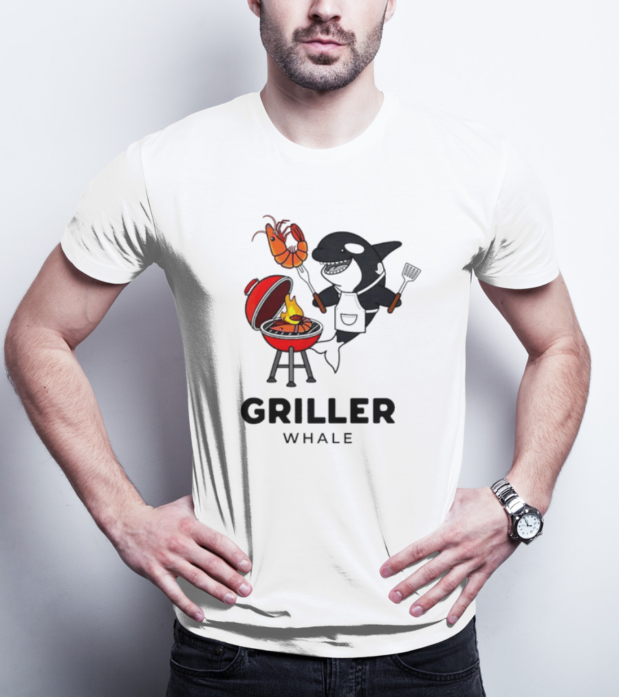 Griller Whale BBQ Cartoon Apron And Spatula With Lobster T-Shirt