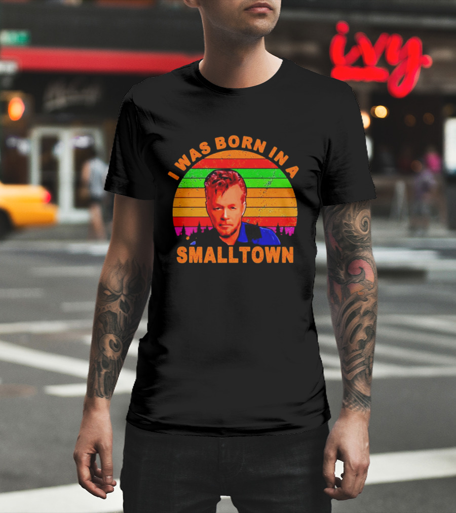 I Was Born In A Small Town Vintage John Mellencamp Retro Sunset T-Shirt