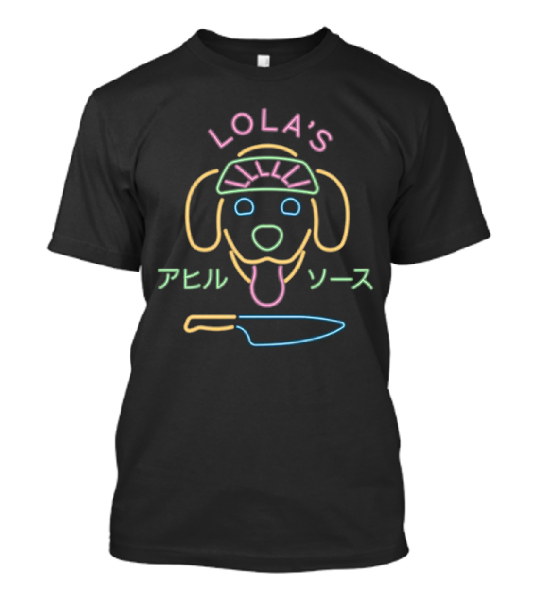 LOLA'S Kenny And Lilly Neon Dog With Knife T-Shirt
