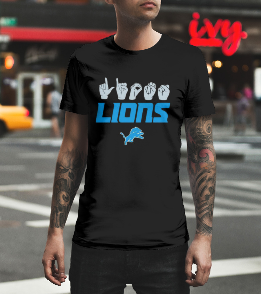 Lions Love Sign Gesture Football Emblem T-Shirt