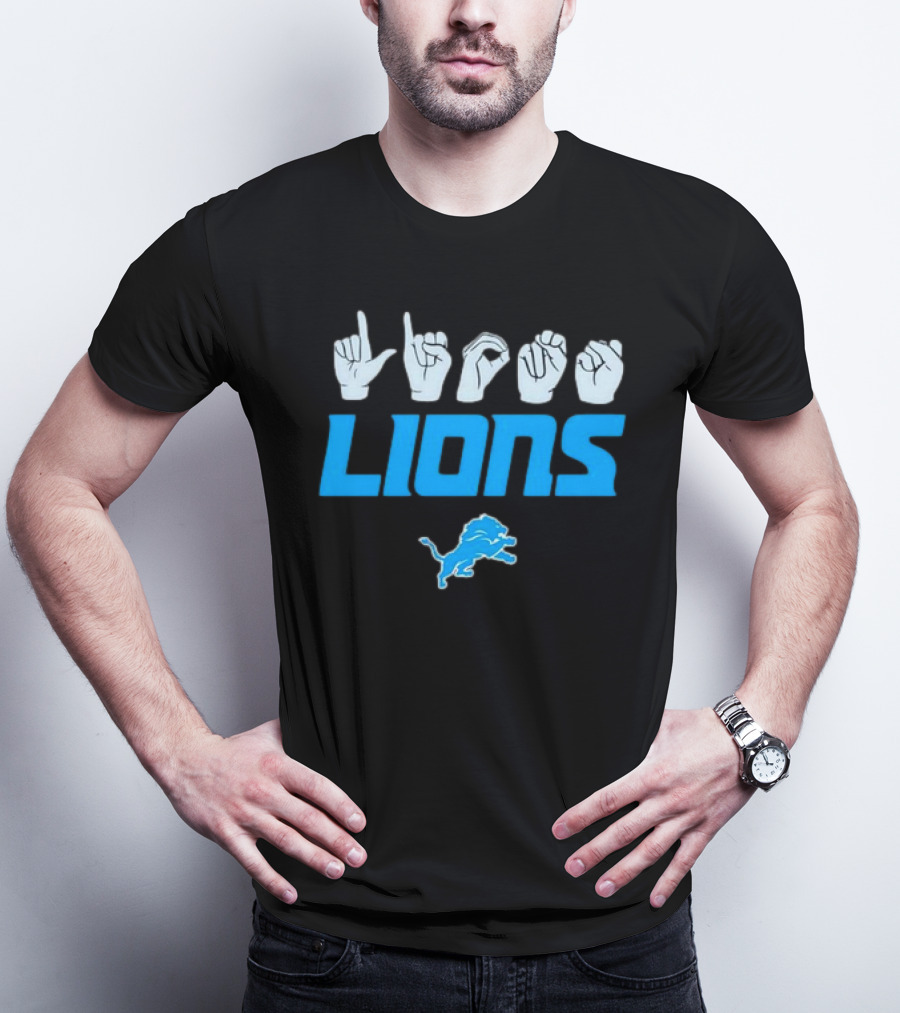 Lions Love Sign Gesture Football Emblem T-Shirt