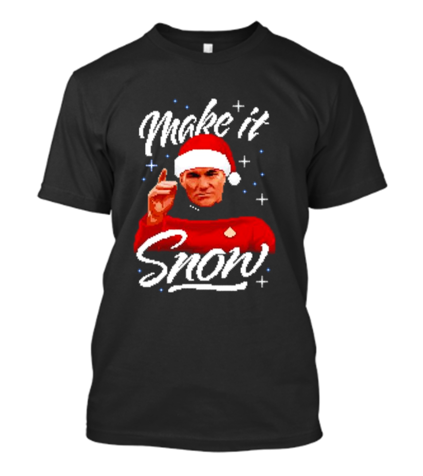 Make It Snow Christmas Jumper Santa Hat Commanding Gesture T-Shirt