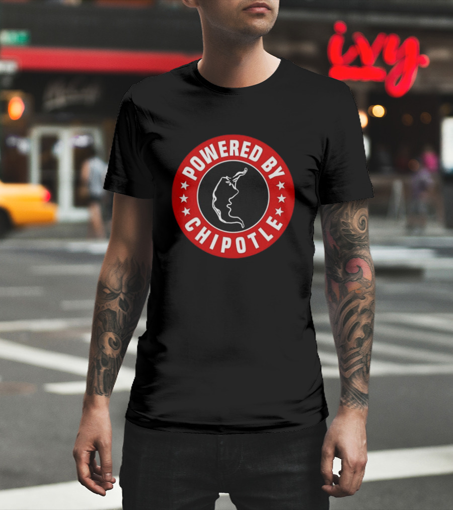 POWERED BY CHIPOTLE CHILI PEPPER LOGO ROUND RED T-Shirt
