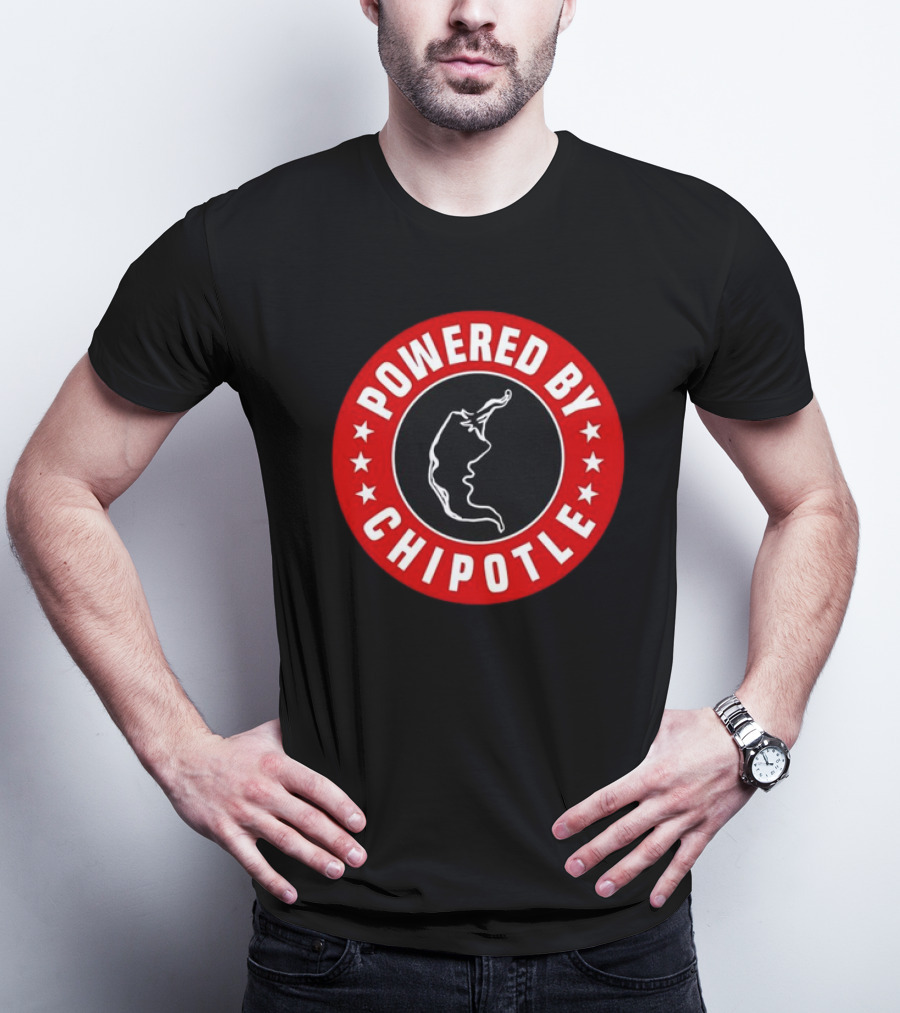 POWERED BY CHIPOTLE CHILI PEPPER LOGO ROUND RED T-Shirt