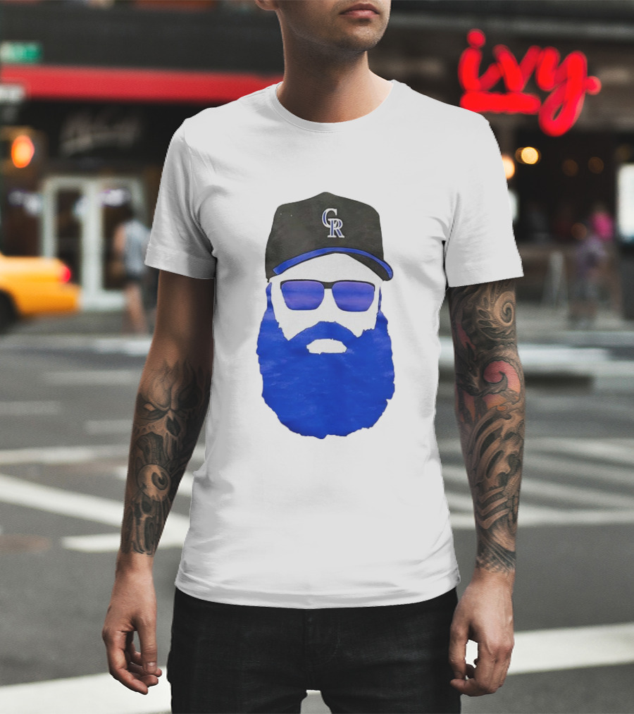 Charlie Blackmon Face Beard Sunglasses Colorado Rockies Baseball T-Shirt