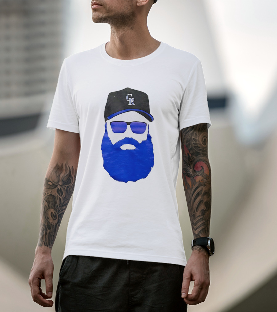 Charlie Blackmon Face Beard Sunglasses Colorado Rockies Baseball T-Shirt